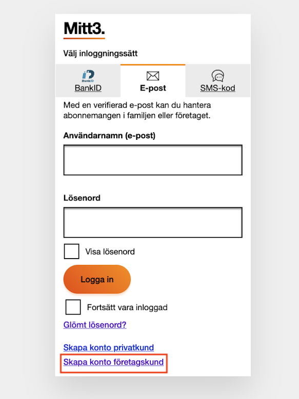 Skapa ett inlogg till Mitt3 – Advisera Support